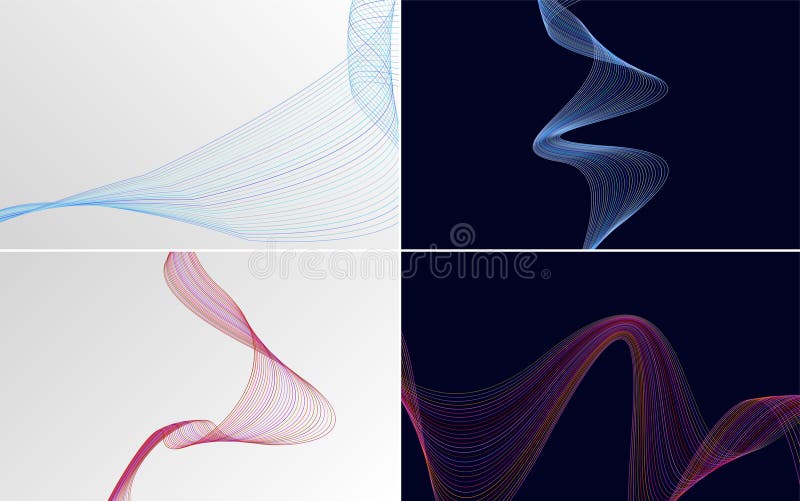 Enhance Your Design with this Set of 4 Abstract Waving Line Vector ...