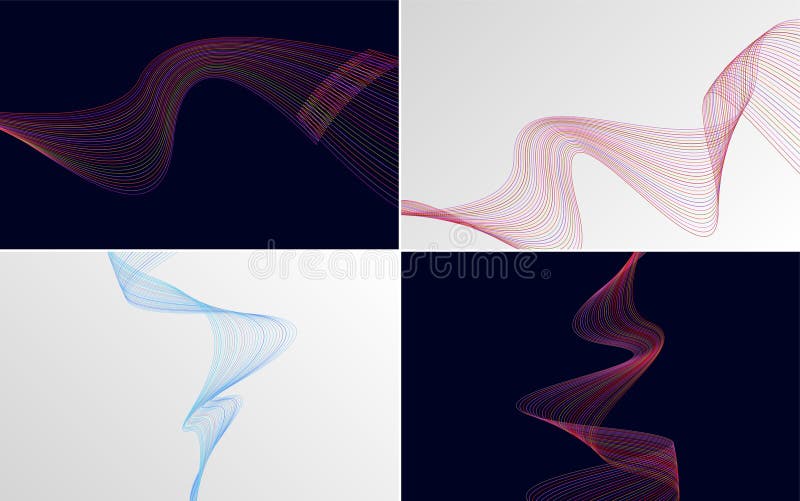 Enhance Your Design with this Set of 4 Abstract Waving Line Vector ...