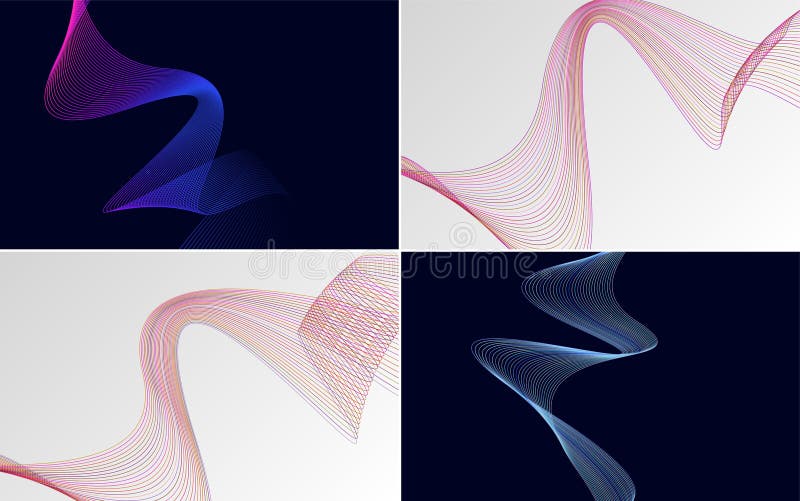 Enhance Your Design with this Set of 4 Abstract Waving Line Vector ...
