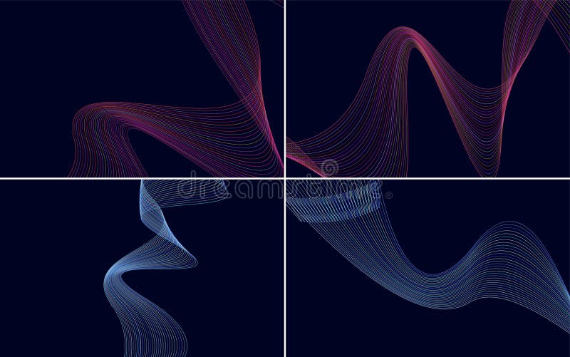 Enhance Your Design with this Set of 4 Abstract Waving Line Vector ...