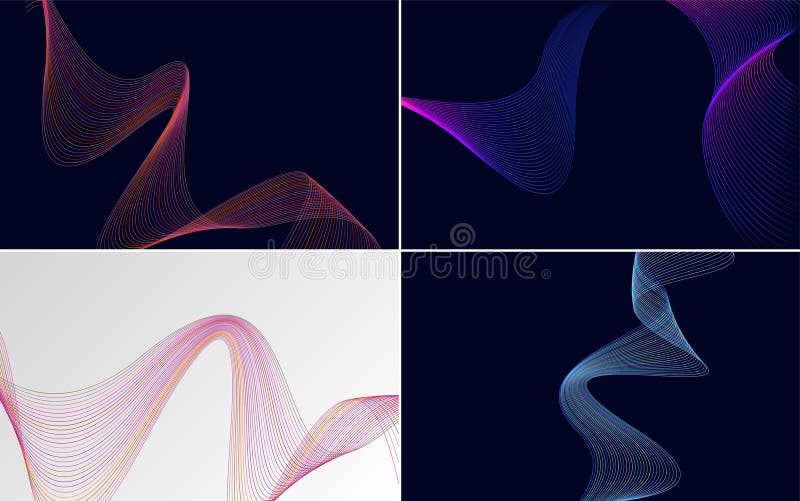 Enhance Your Design with this Set of 4 Abstract Waving Line Vector ...