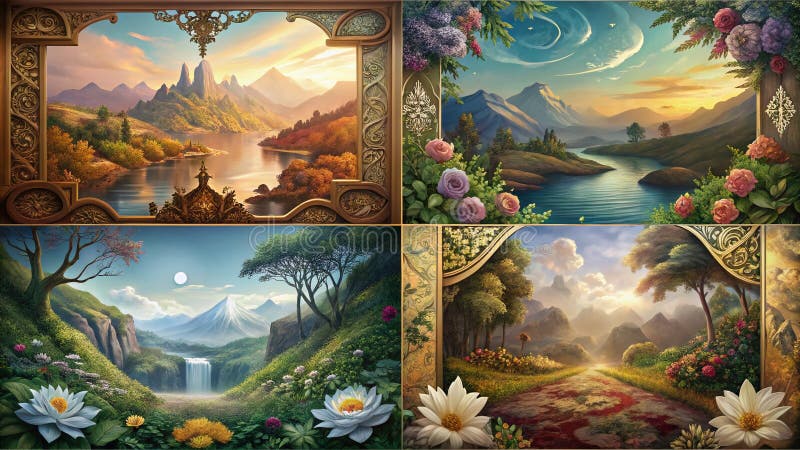 Enhance Your Designs with a Set of Four Elegant A4 Landscape Frames ...