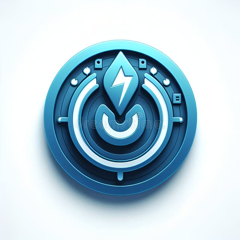 Sleek Blue Power Icon for Digital Interfaces, Generative AI. Stock ...
