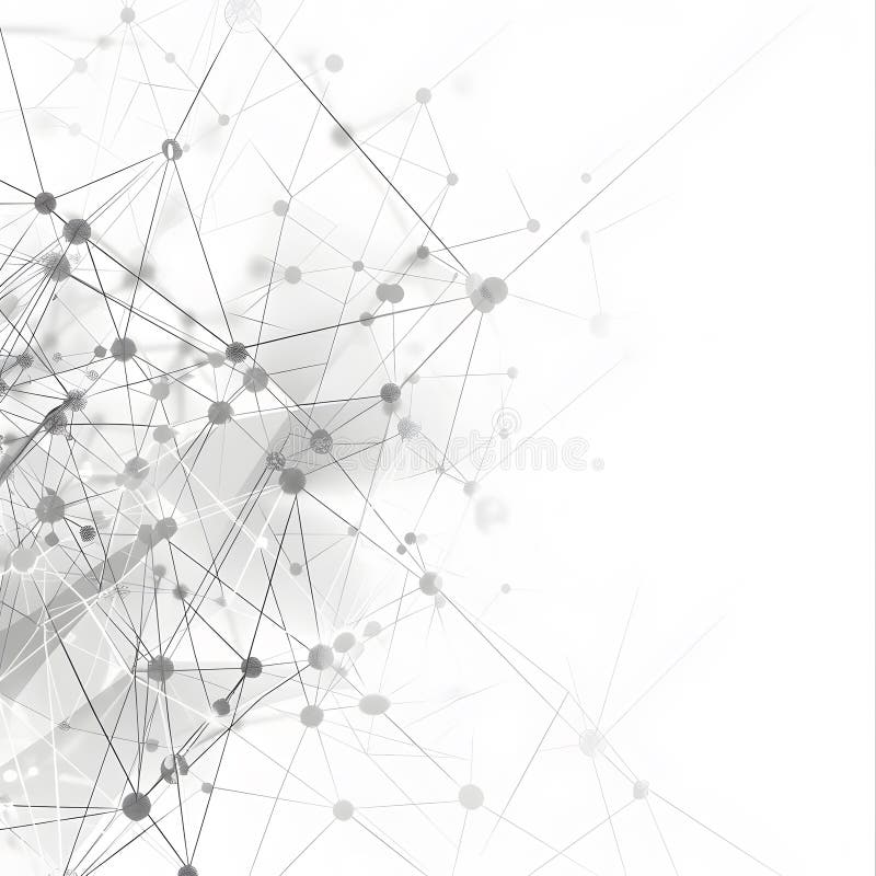 Network Banner in Light Grey Color with Triangle Lines and Dots ...