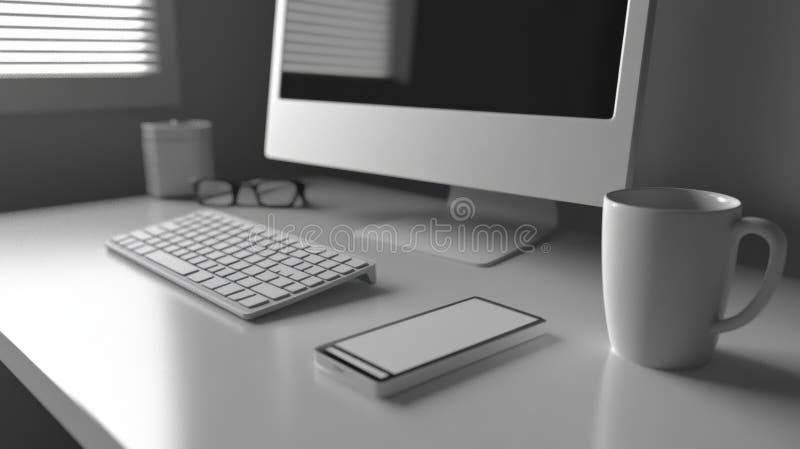 Enhance Your Productivity, a Modern Workspace with Computer and Coffee ...
