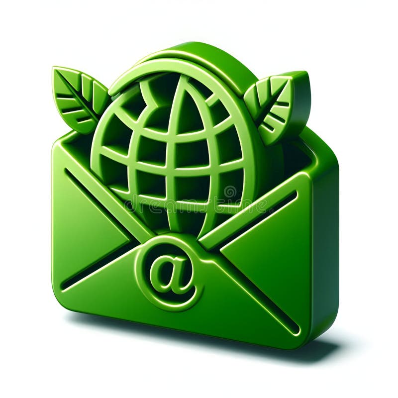 Sleek Green Email Icon for Web Design, Generative AI. Stock ...