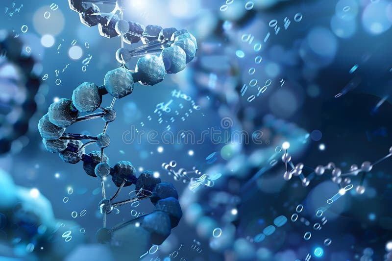 Enhanced Blue Biotech Digital Background Showcasing DNA Structures ...
