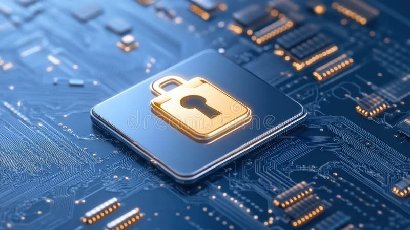 Enhanced Circuit Board Security, a Padlock Protecting Digital Access and Data Integrity Stock ...