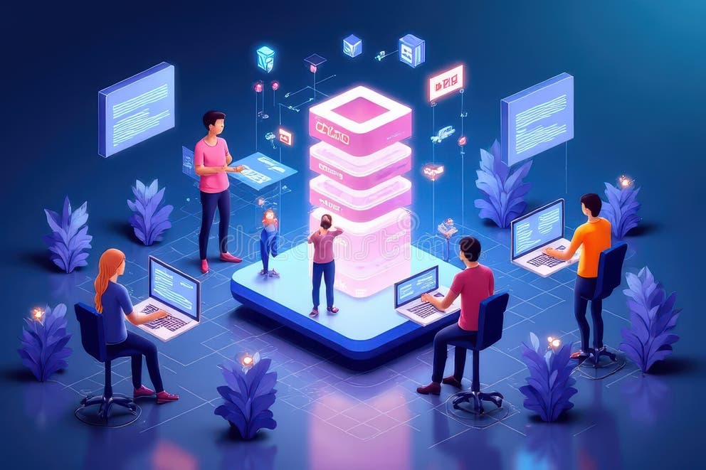 Enhanced Cloud-Centric Application Framework Stock Illustration ...