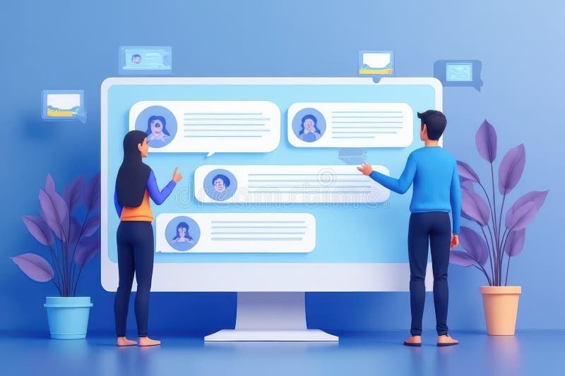 Enhanced Communication Experience Stock Illustration - Illustration of ...