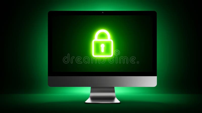 Enhanced Digital Security, Green Lock on Computer Screen Symbolizes ...