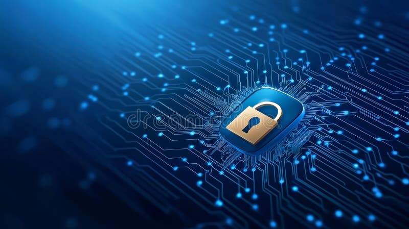 Enhanced Digital Security Padlock Protecting Circuit Board Symbolizing ...