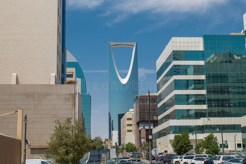 The Kingdom Tower Sitting in the Background of the Riyadh, Saudi Arabia ...