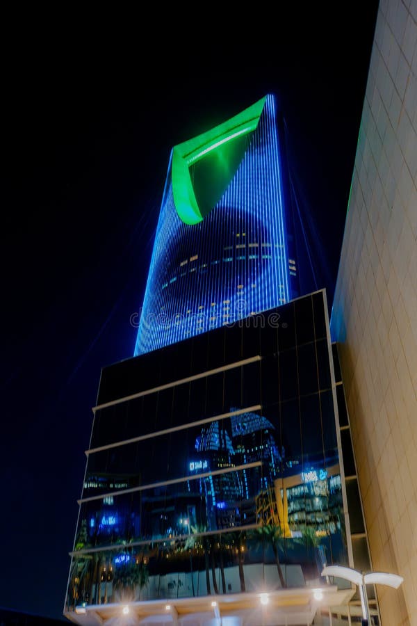 The Kingdom Tower Illuminated at Night in Saudi Arabia S Capital of ...