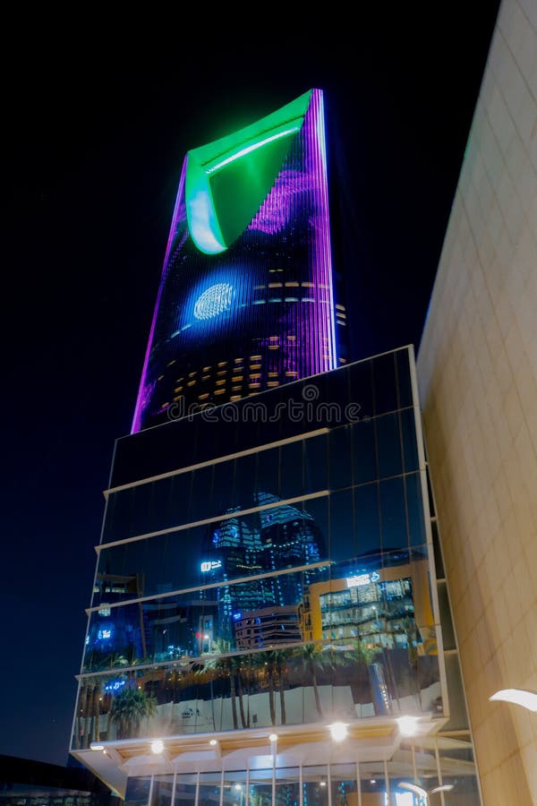 The Kingdom Tower Illuminated at Night in Saudi Arabia S Capital of ...