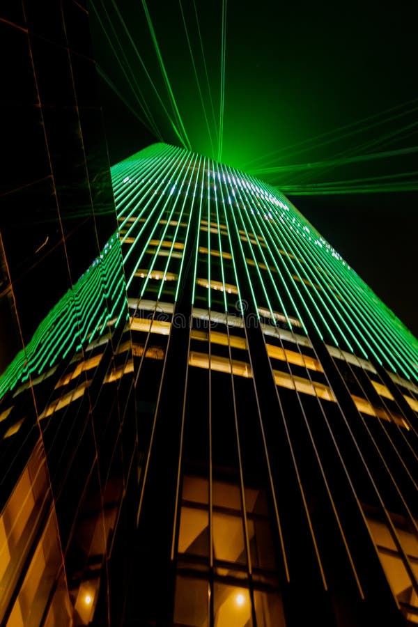 A Low Angle Night Photo of the Illuminated Kingdom Tower in Riyadh ...