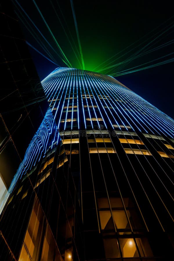 A Low Angle Night Photo of the Kingdom Tower in Riyadh, Saudi Arabia ...