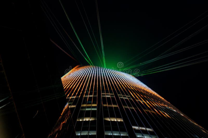 A Low Angle Night Photo of the Kingdom Tower in Riyadh, Saudi Arabia ...