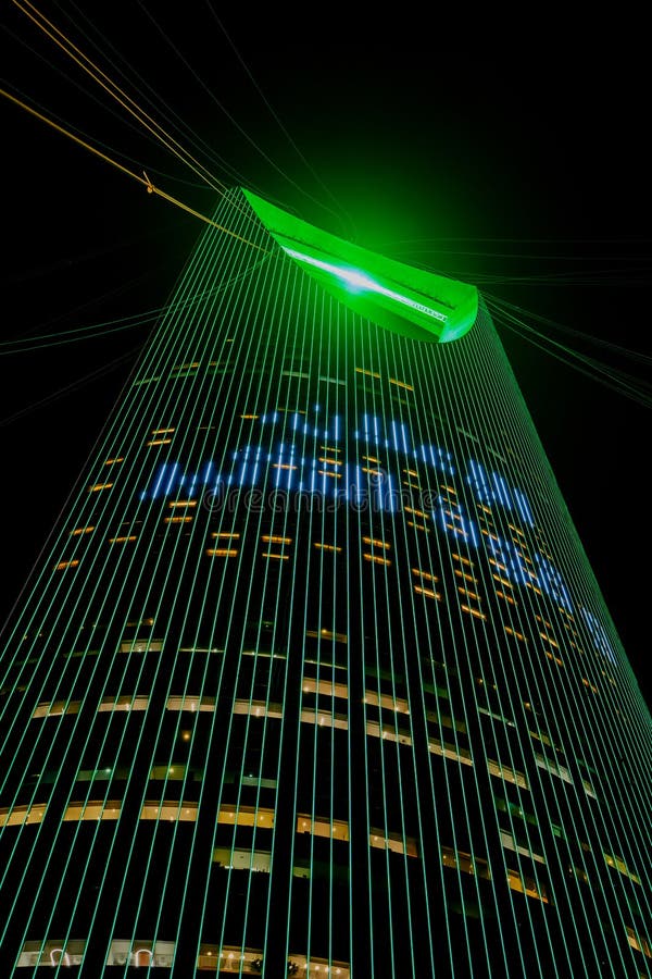 A Night Photo of the Kingdom Tower in Saudi Arabia S Capital of Riyadh ...