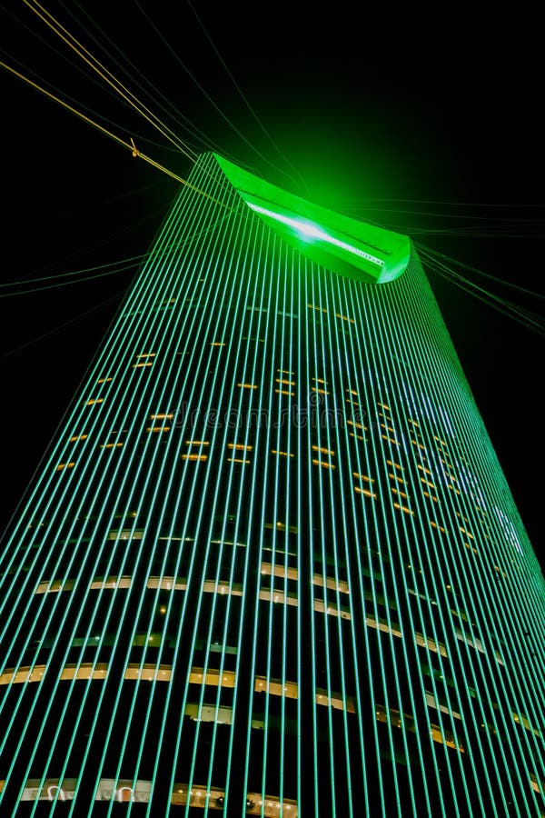 A Night Photo of the Kingdom Tower in Saudi Arabia S Capital of Riyadh ...