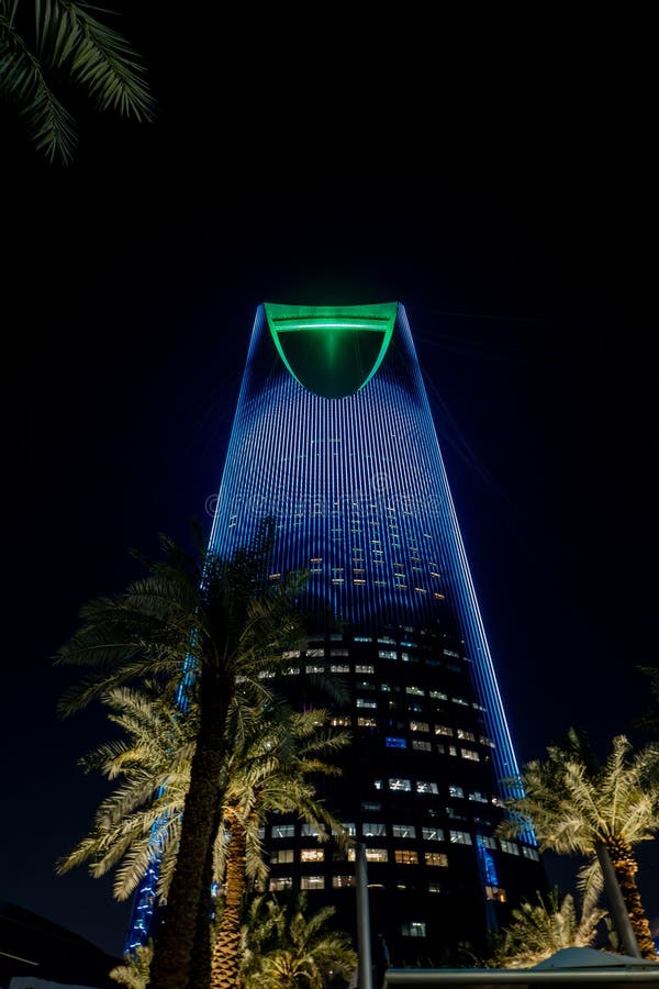 A Colorful Night Photo of Riyadh S Kingdom Tower Editorial Image ...