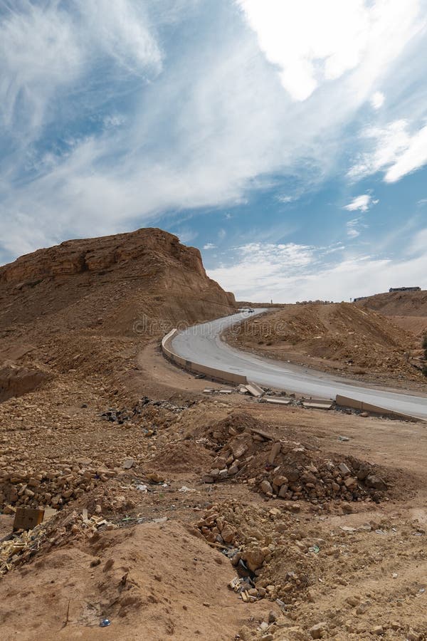 The Rocky Landscape and a Road Surrounding Riyadh, Saudi Arabia S Wadi ...
