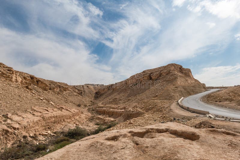 The Rocky Landscape and a Road Surrounding Riyadh, Saudi Arabia S Wadi ...