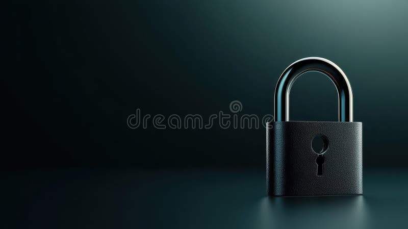 Enhanced Security, Black Padlock on Dark Background Symbolizing Privacy ...