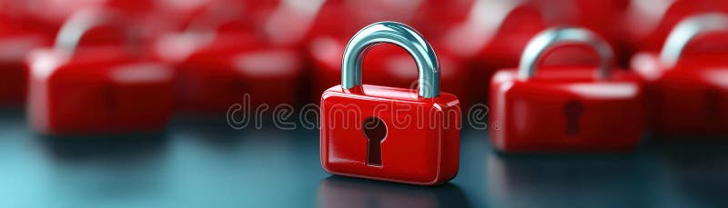 Enhanced Security, Red Padlock Symbolizes Privacy and Protection in ...