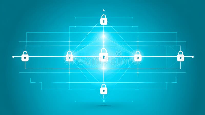 Enhanced Security, White Lock and Key on Vibrant Blue for Data ...