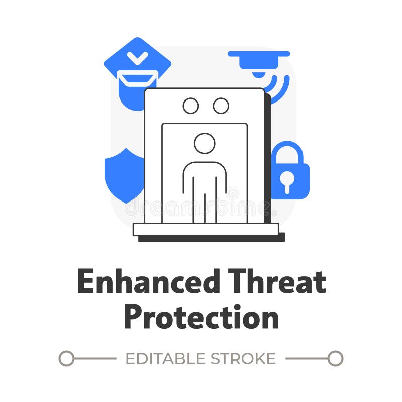 Enhanced Threat Protection Flat Outline Concept Icon Stock Vector ...