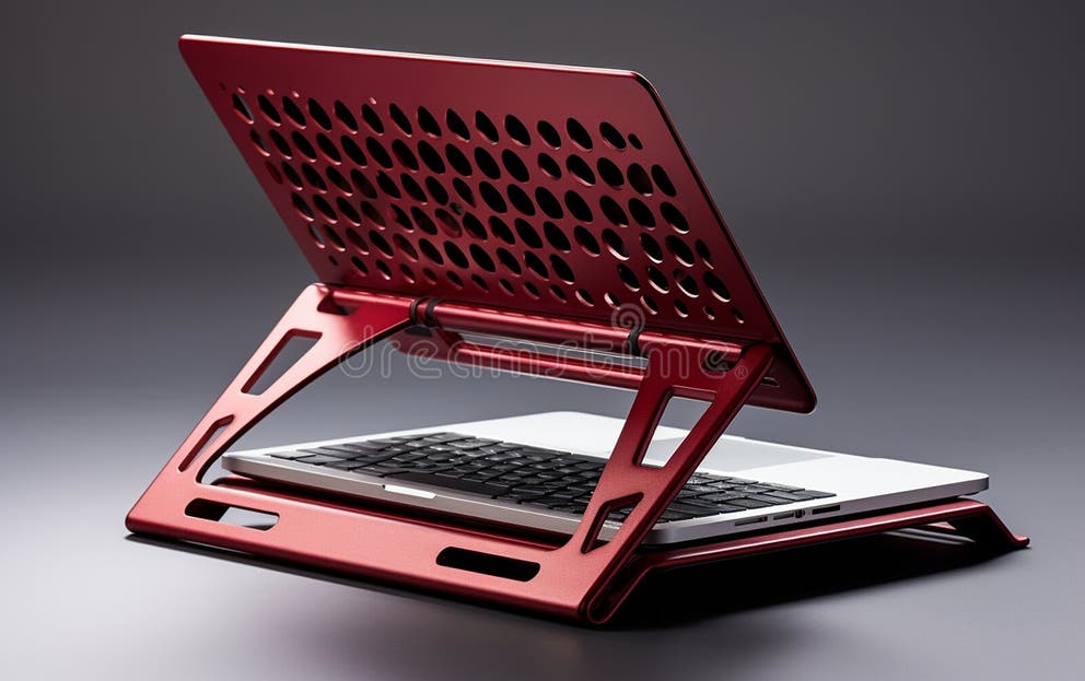 Enhanced Ventilation Red Laptop Stand Clean Workspace -Generative Ai ...
