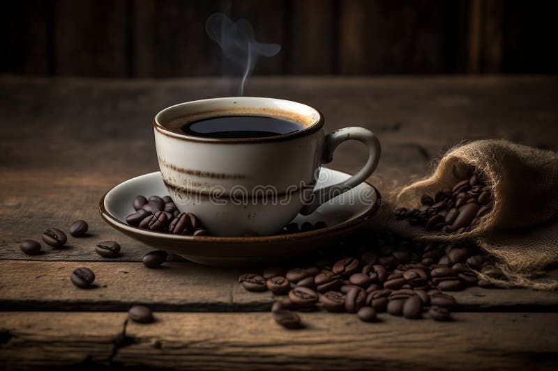 Enhancing Coffee Textures: a Fresh Cup of Coffee with Coffee Beans on a ...