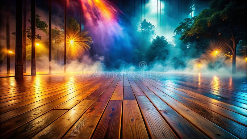Enhancing Creative Vision Misty Stage Backdrop on Wood for Generative ...