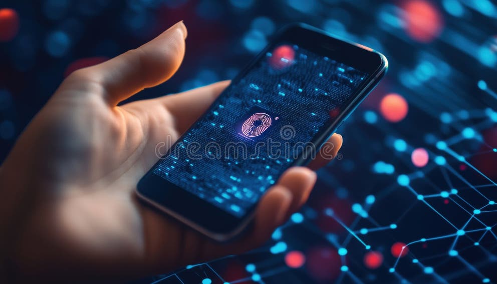 Enhancing Data Security: Woman Utilizing Biometric Technology and ...