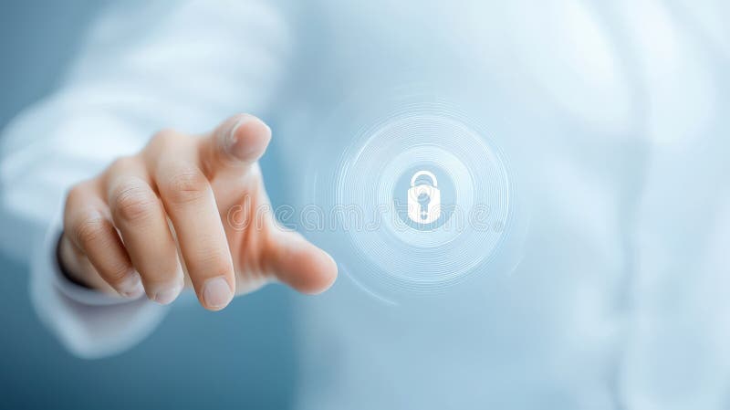 Enhancing Digital Security, Person Interacting with Touchscreen Padlock ...