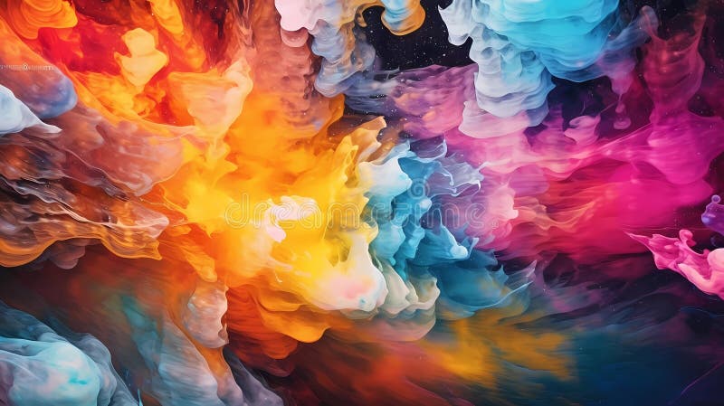 Enigmatic Abstraction: Vibrant Colors Swirl in Harmonious Chaos Stock ...