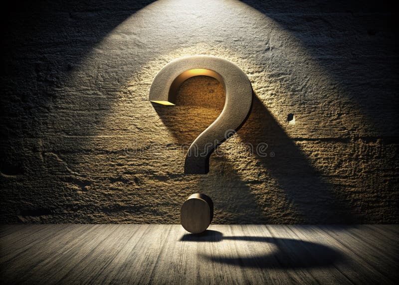 Enigmatic Black Wall Backdrop with Illuminated Question Mark a Dramatic ...