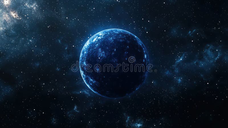 Enigmatic Blue Sphere in the Vastness of Space Stock Illustration ...