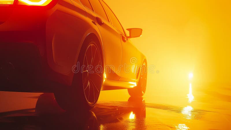 Enigmatic Car Backlight in Dense Fog Casting Warm Orange Glow for ...