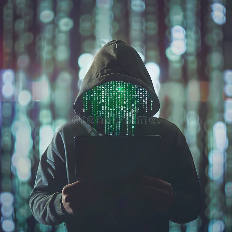 Enigmatic Coder with Matrix Data Flow AI Generative Stock Illustration ...