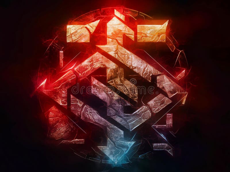 Enigmatic and Complex Symbols on a Black Background Stock Illustration ...