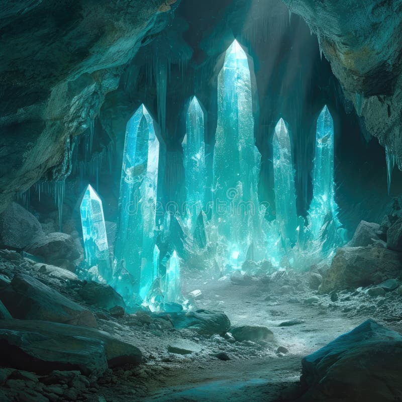 The Enigmatic Crystal Cave stock illustration. Illustration of ...