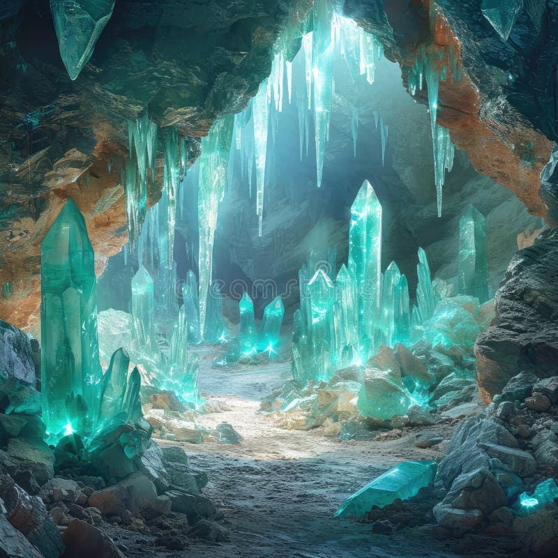The Enigmatic Crystal Cave stock illustration. Illustration of ...