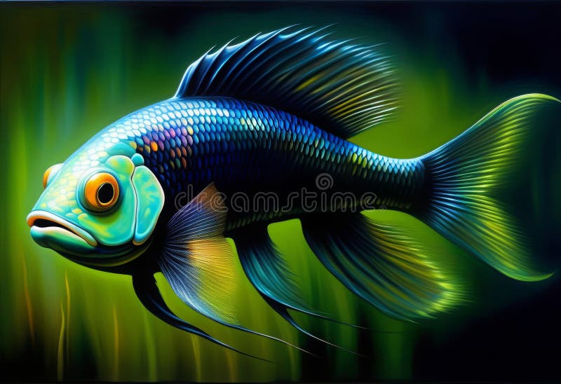 The Enigmatic Elegance of an Alien Fish in a Midnight Sky Stock ...