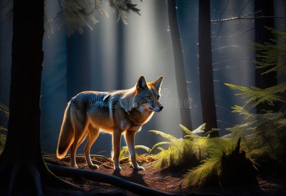 The Enigmatic Elegance of the Shadow Coyote Stock Illustration ...