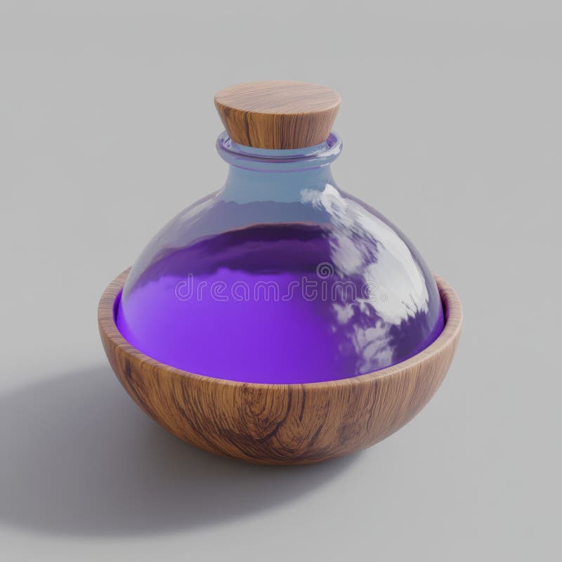 Enigmatic Elixir - a Lively Solution in a Wooden Bottle Stock Photo ...