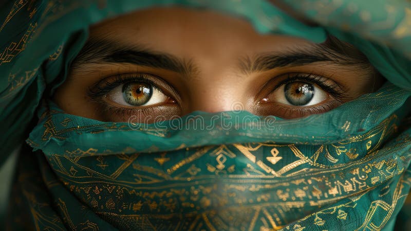 Enigmatic Eyes Behind Green Patterned Scarf: a Captivating Glimpse into ...