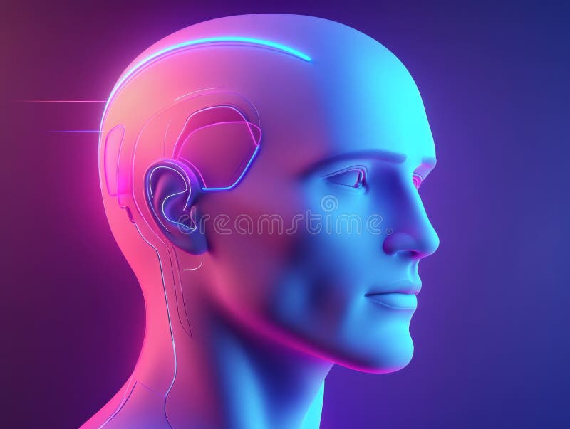 An Enigmatic Faceless Figure Bathed in a Purple and Blue Gradient ...