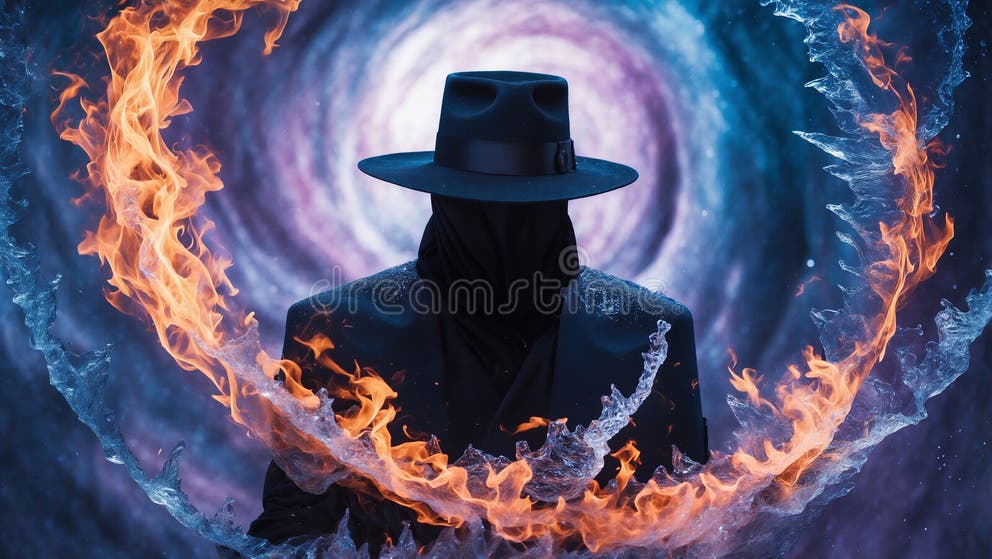 The Enigmatic Figure Balanced between Fire and Ice in a Cosmic Vortex ...